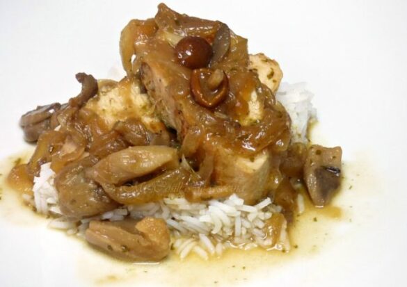 Solomillo de pavo a la sidra con setas y arroz - Mis Cosillas de Cocina